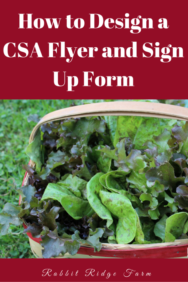 Designing a CSA Flyer & Sign Up Sheet